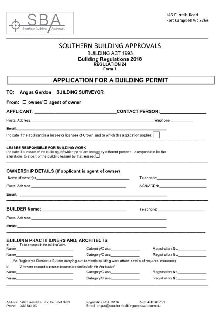 Forms | Southern Building Approvals